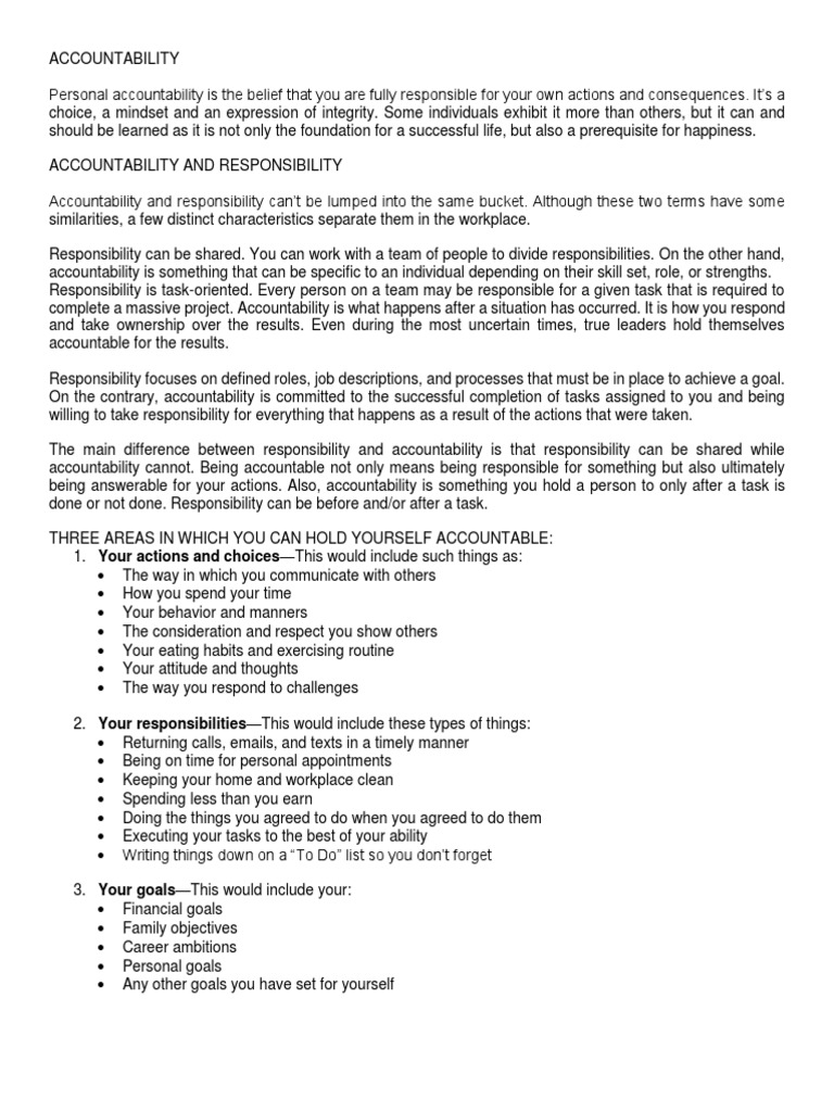 Summary Notes - Accountability | PDF | Accountability | Goal