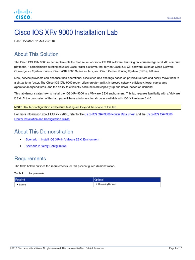 Ios XRV 9000 Install Lab v1 | PDF | Virtual Machine | Port (Computer ...