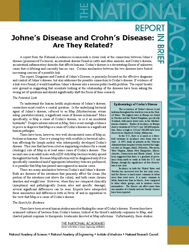 Johne's Disease and Crohn's Disease, Report in Brief | PDF | Infection ...