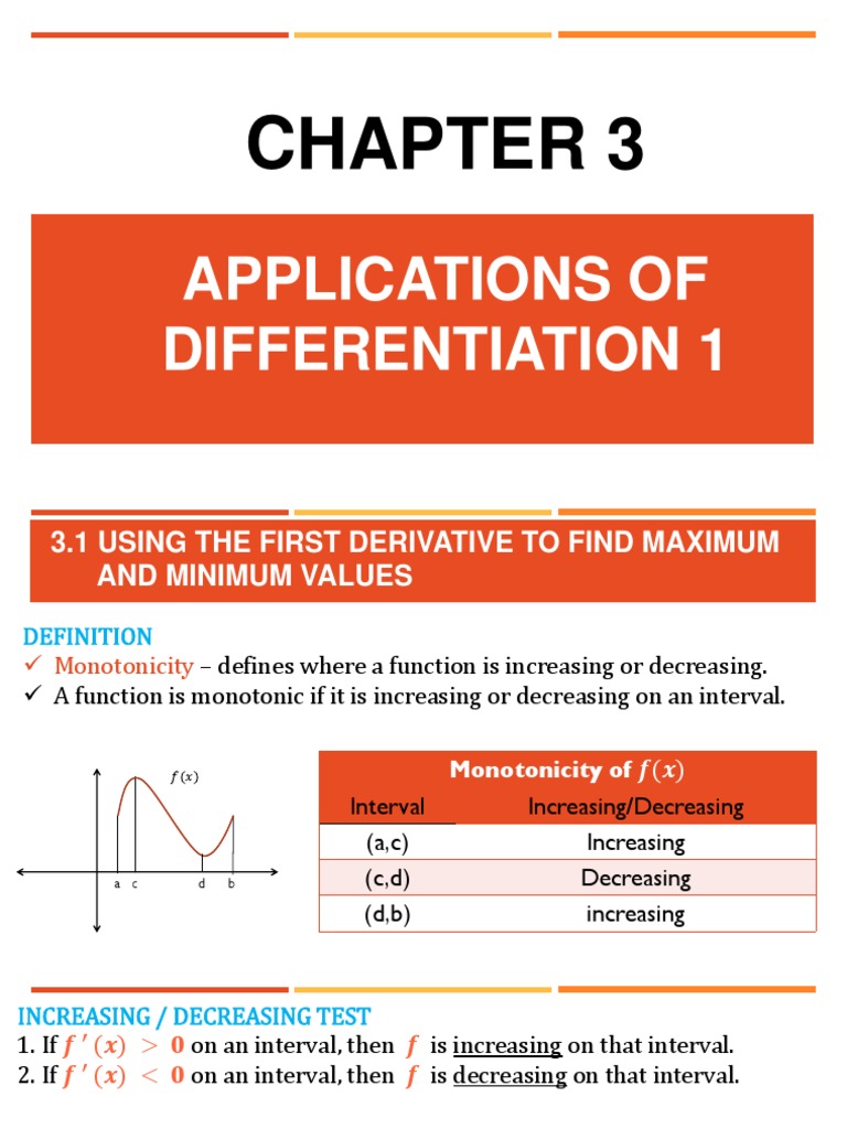 Chapter 3 (Application of Differentiation 1) | PDF | Maxima And Minima ...