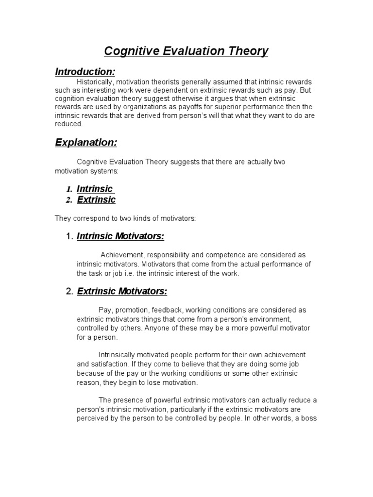 Cognitive Evaluation Theory Explained | PDF | Motivation | Motivational