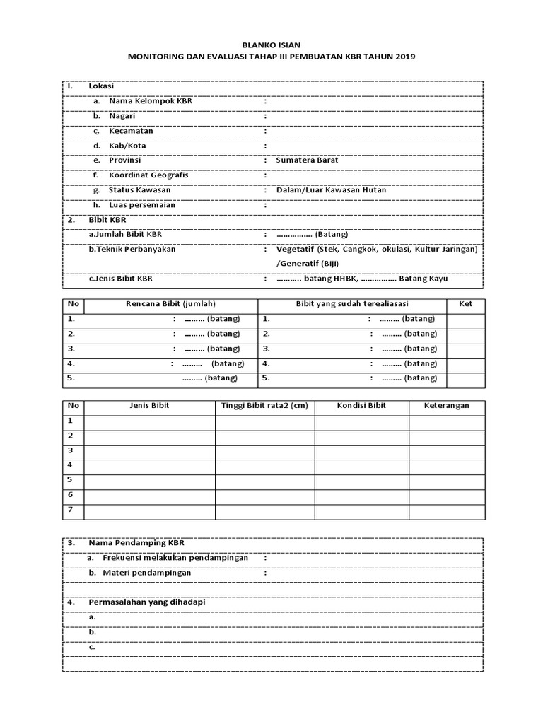 BLANKO ISIAN Pembuatan KBR Tahap III | PDF