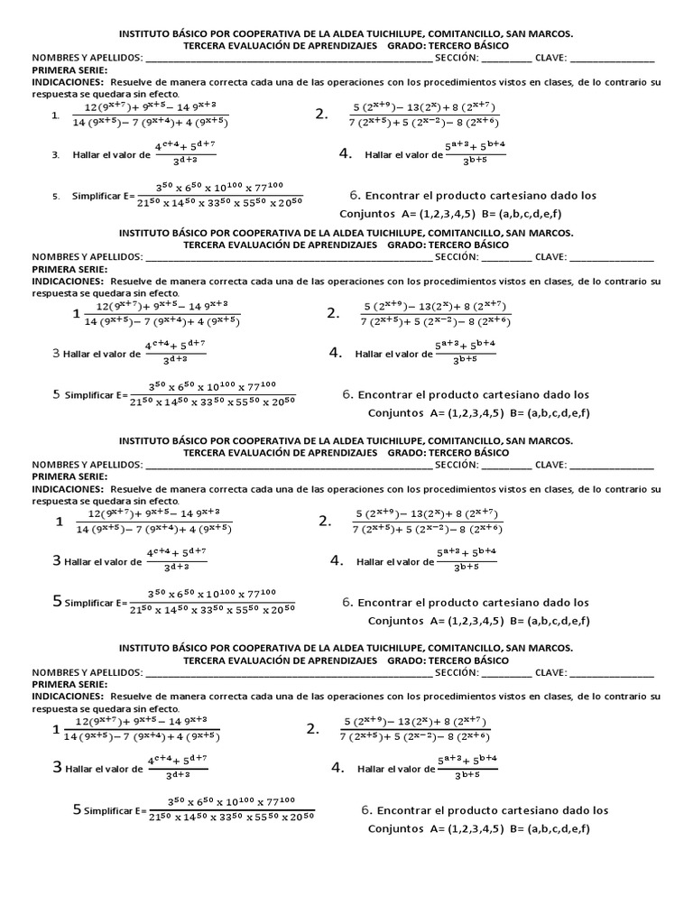 Tercera Eva Mate | PDF | Enseñanza de matemática | Science