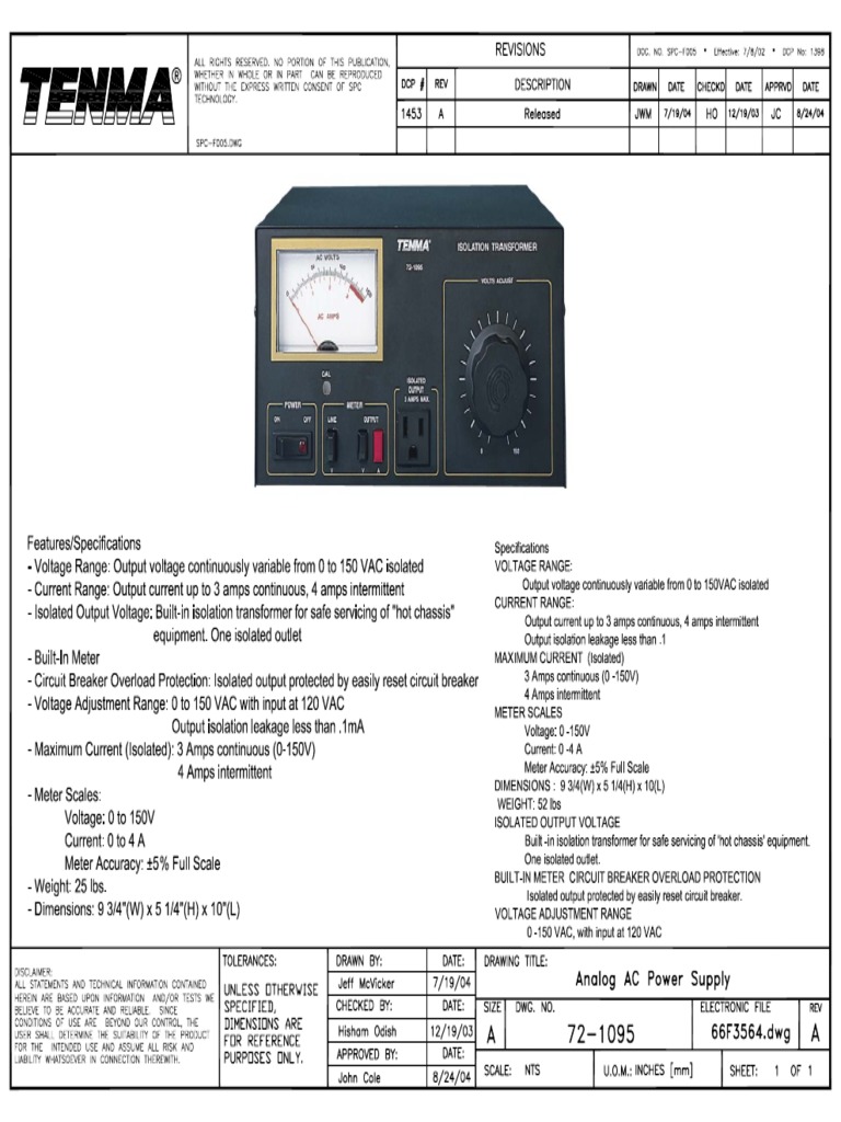 72 1095 Tenma Datasheet 43001 | PDF
