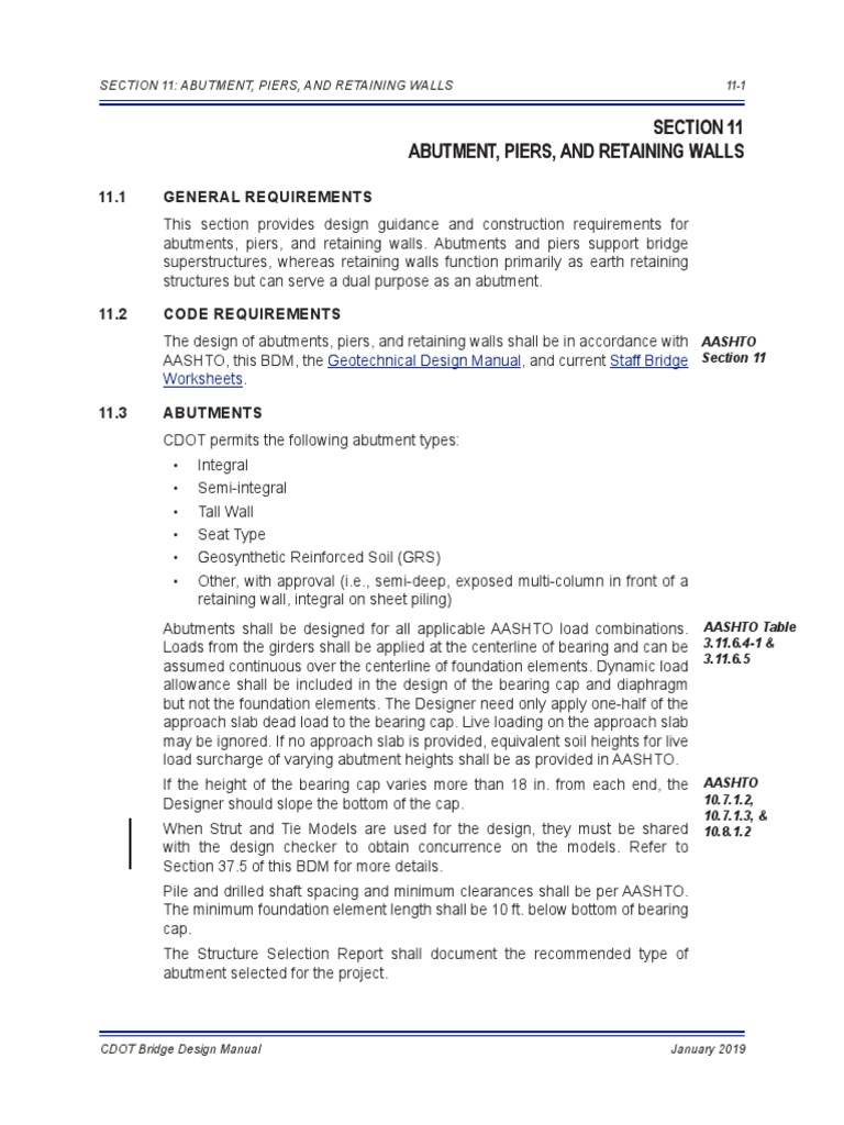 Section 11 Abutment Piers and Retaining Walls PDF | PDF | Deep ...
