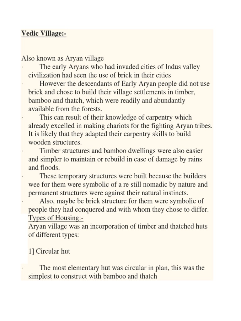 The Three Stages of Vedic Village Architecture: From Circular Huts to ...