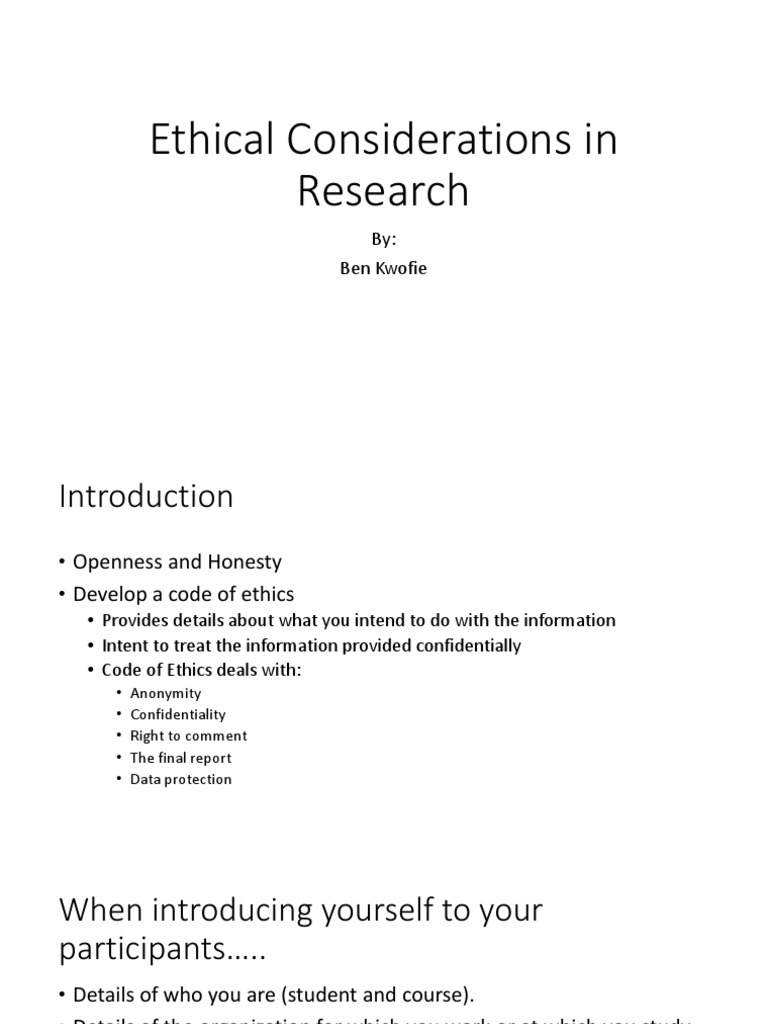 Ethical Considerations in Research | PDF | Information Privacy ...