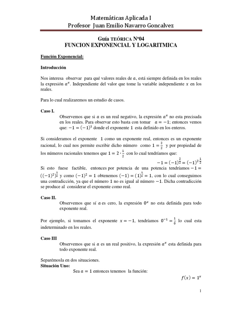 Curva Exponencial Negativa en Funciones | PDF | Exponenciación | Logaritmo