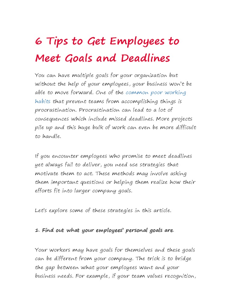 Strategies to Ensure Deadline Compliance | PDF | Motivation | Motivational