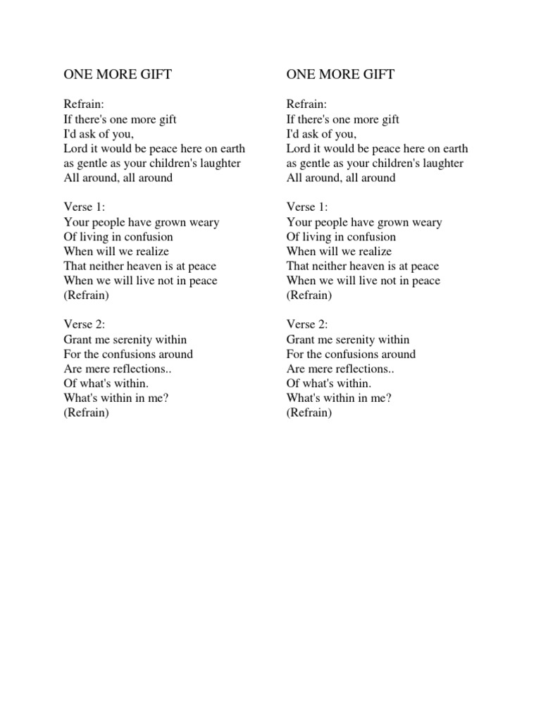 ONE MORE GIFT Lyrics | PDF