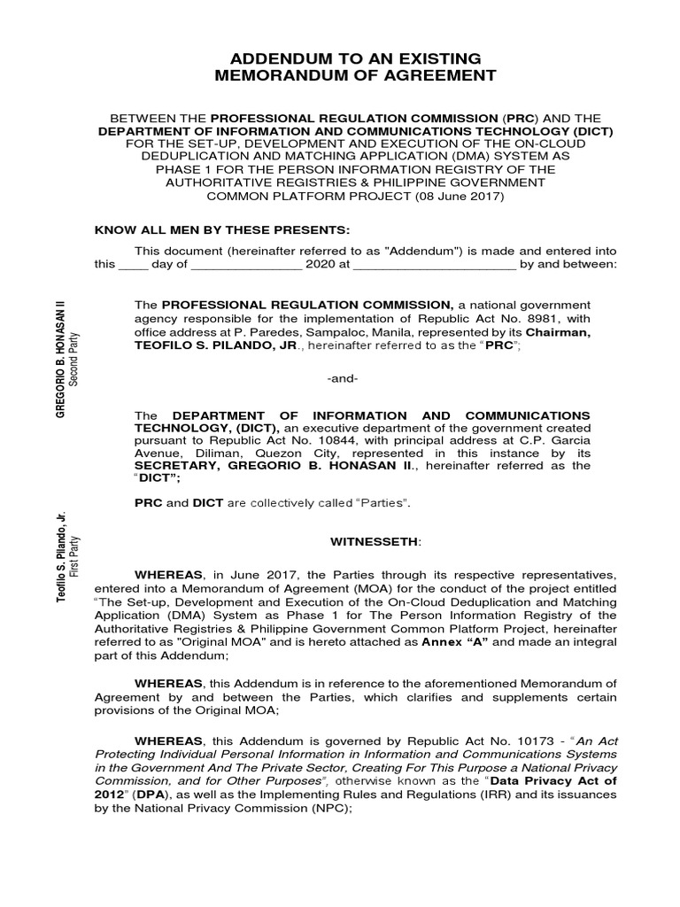 ADDENDUM PRC v2 | PDF | Privacy | Information Privacy