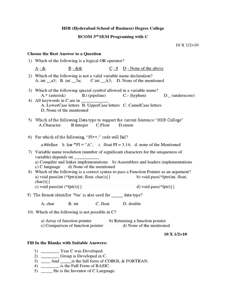 Bcom Ii Year Pdf C Programming Language Pointer Computer Programming