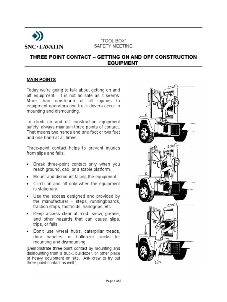 Three Point Contact - Getting On & Off Const Equipment | PDF