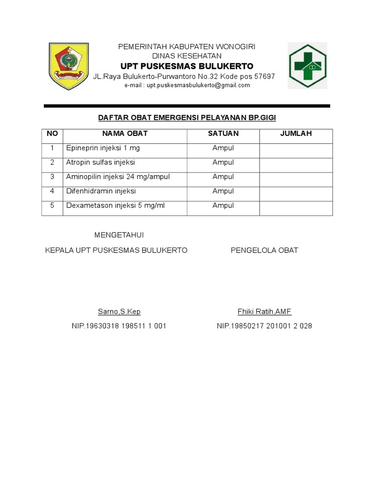 Daftar Obat Emergensi | PDF