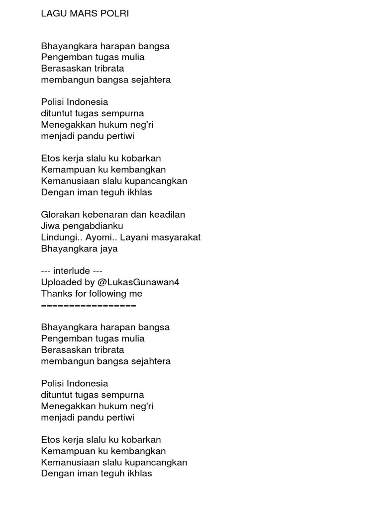 Lagu Mars Polri | PDF