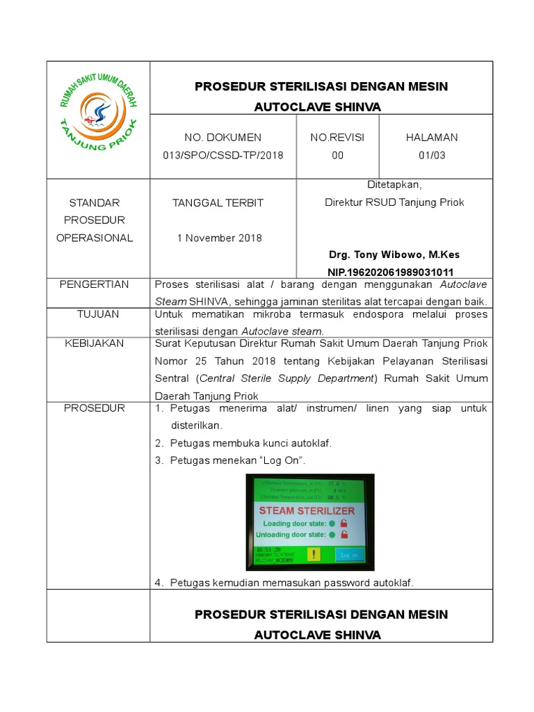 013 - Sop Sterilisasi Dengan Mesin Autoclave | PDF