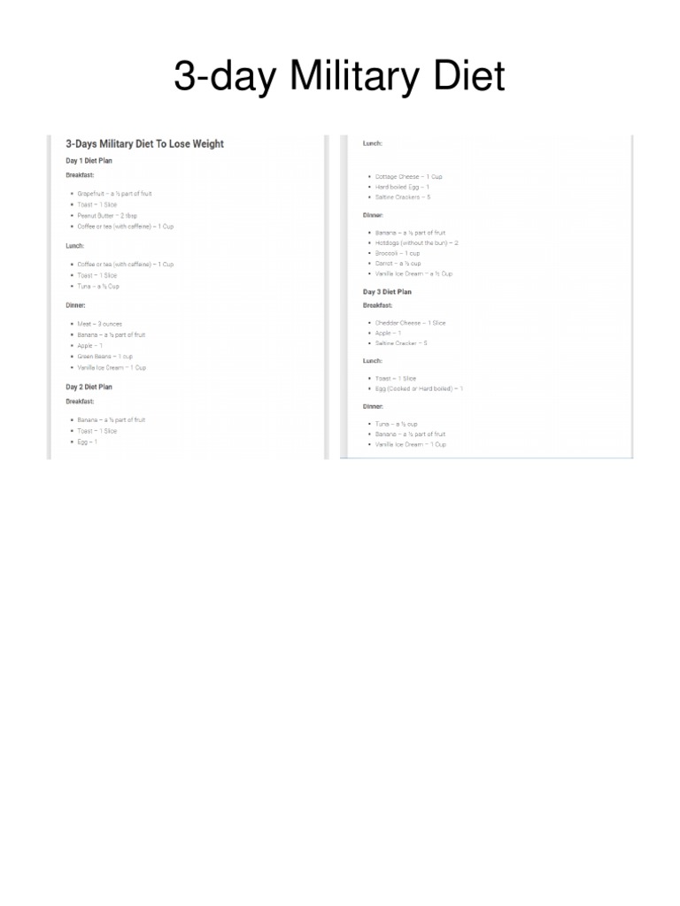 3-Day Military Diet | PDF