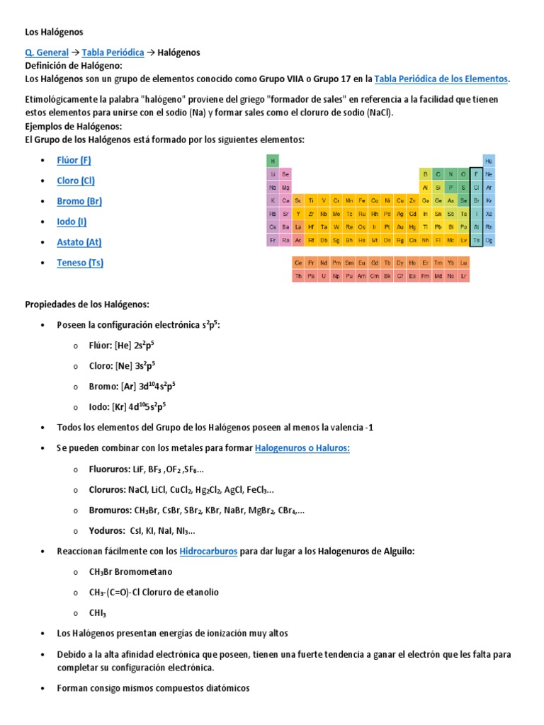 Los Halógenos | PDF | Elementos químicos | Conjuntos de elementos químicos