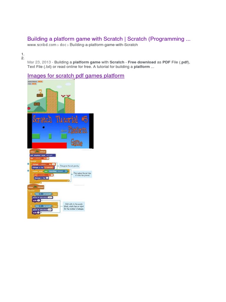 Building A Platform Game With Scratch | PDF
