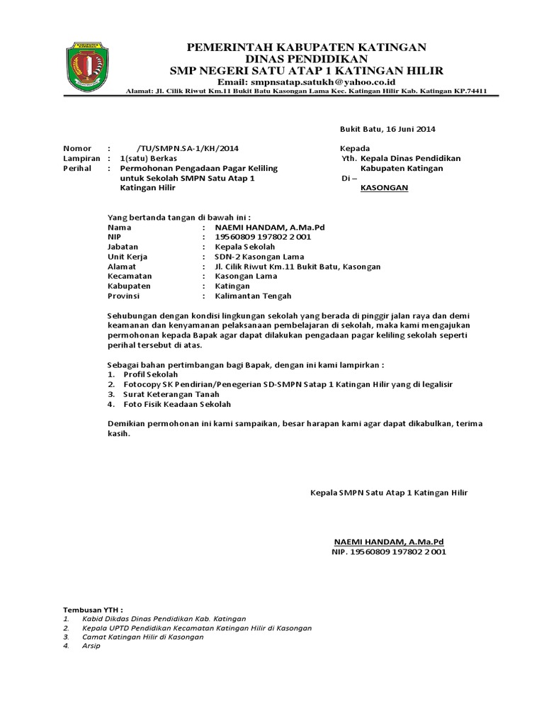 PERMOHONAN PENGADAAN PAGAR KELILING SEKOLAH | PDF