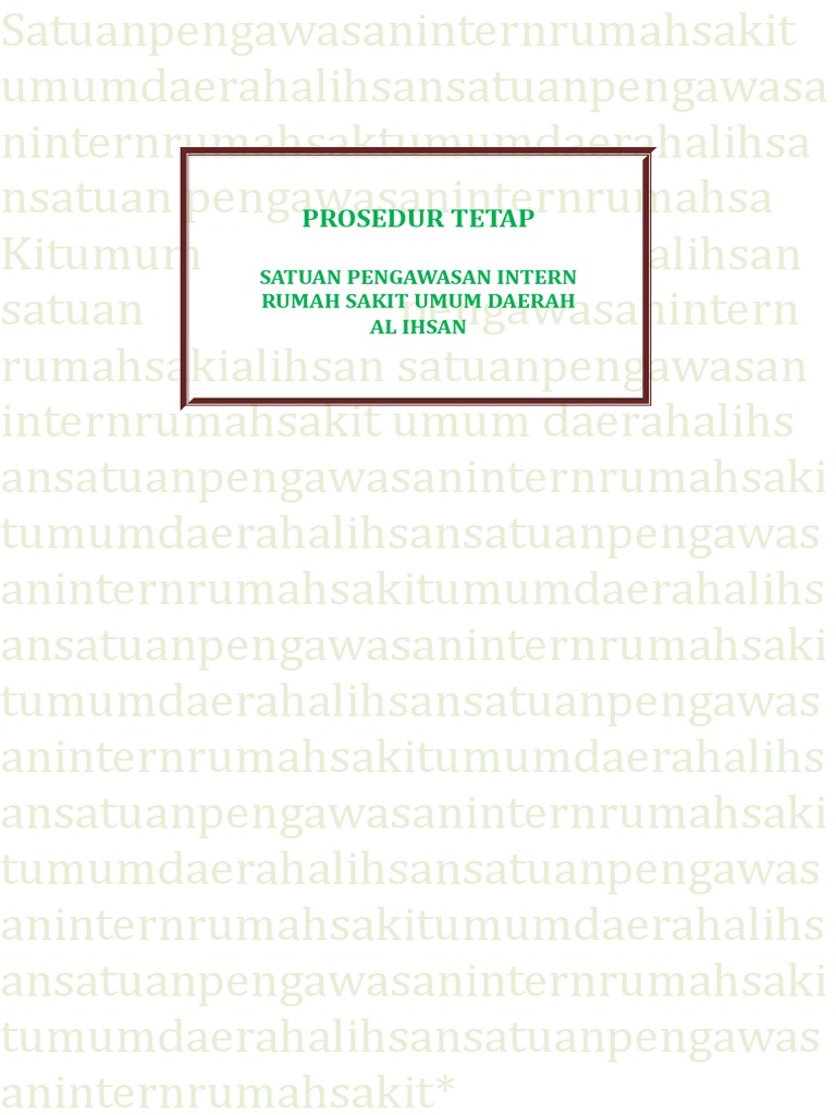 Prosedur Pengawasan Intern RSUD Al Ihsan | PDF