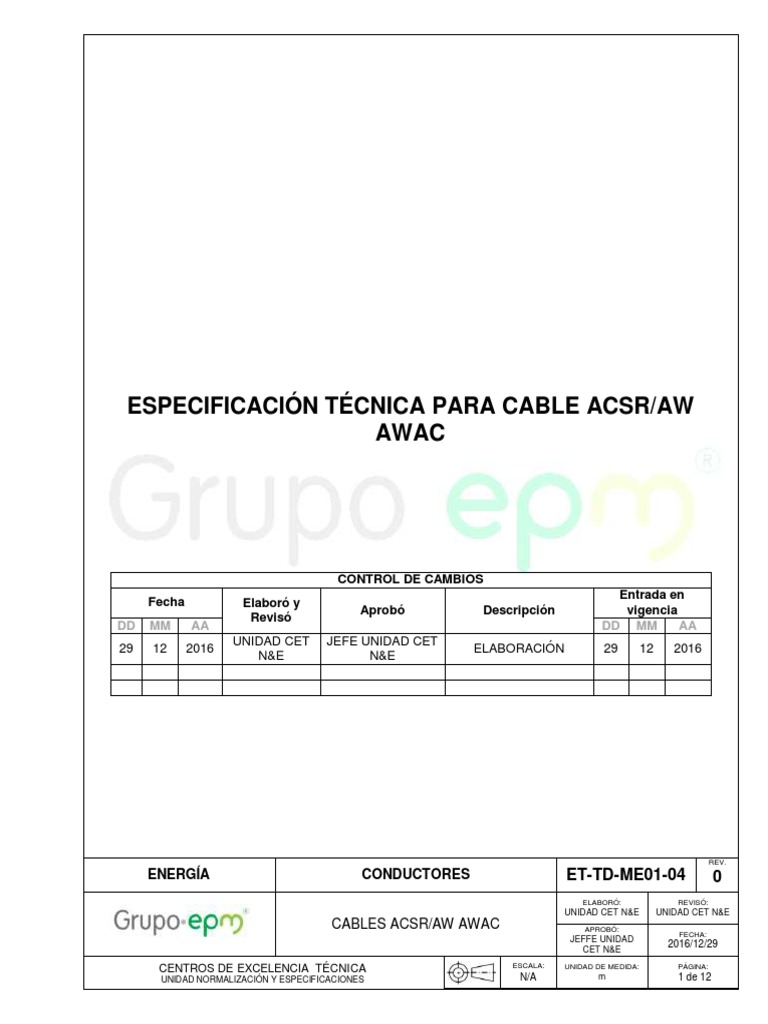 Et-Td-Me01-04 Cables Acsr-Aw Awac | Descargar gratis PDF | Aluminio ...