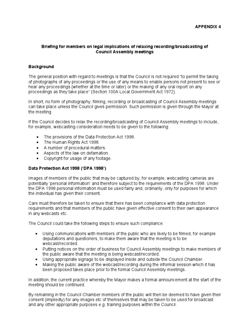 Broadcasting Council Assembly Meetings: Legal Implications | PDF ...