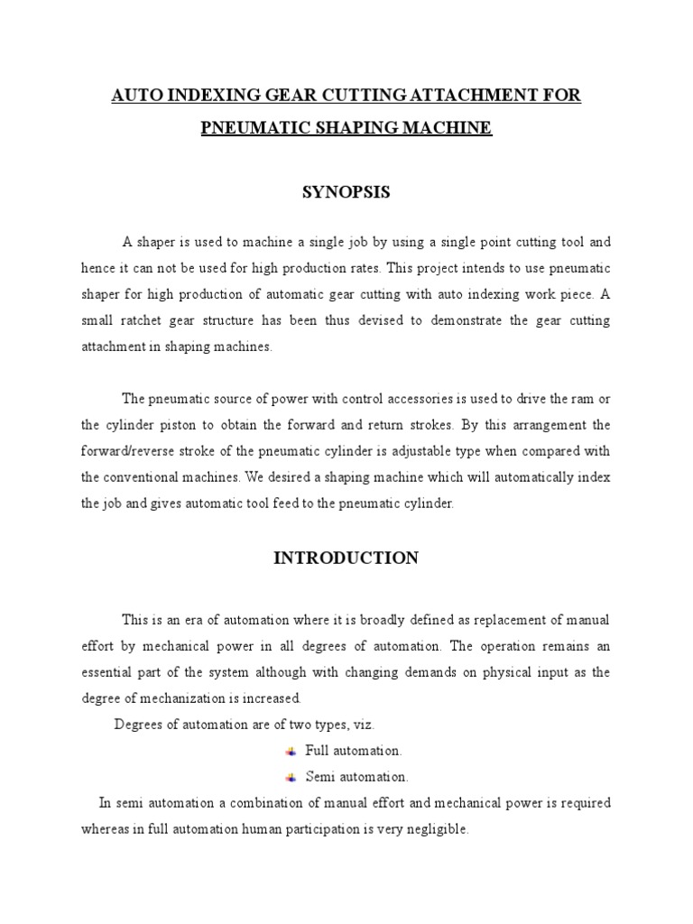 Auto Indexing Gear Cutting Attachment For Pneumatic Shaping Machine ...