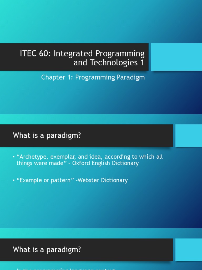 Chapter 1 L2 Programming Paradigm Pdf Programming Paradigms Object Oriented Programming