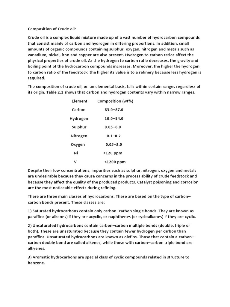 Composition of Crude Oil | PDF | Petroleum | Hydrocarbons