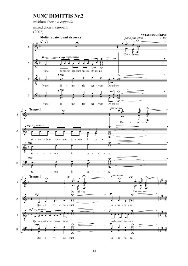 Miskinis NuncDimittisNo2 | PDF