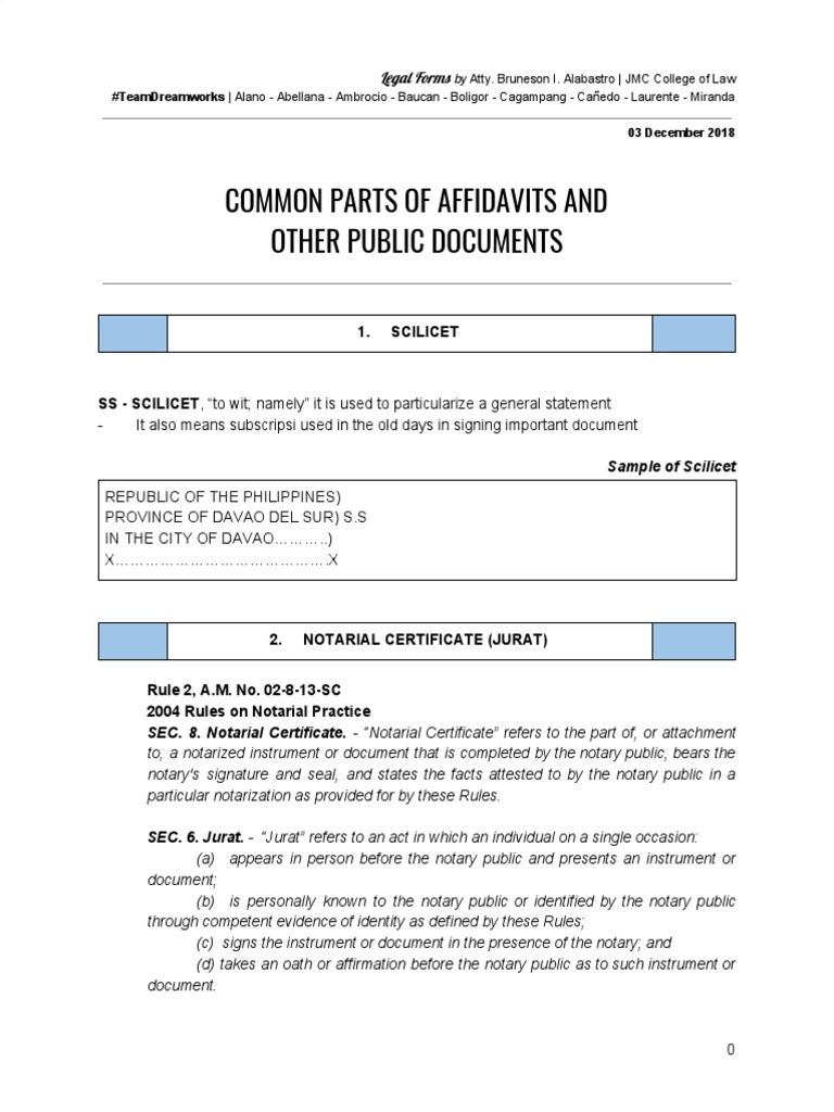 Common Parts of Legal Documents: An Overview of Affidavits, Notarial ...