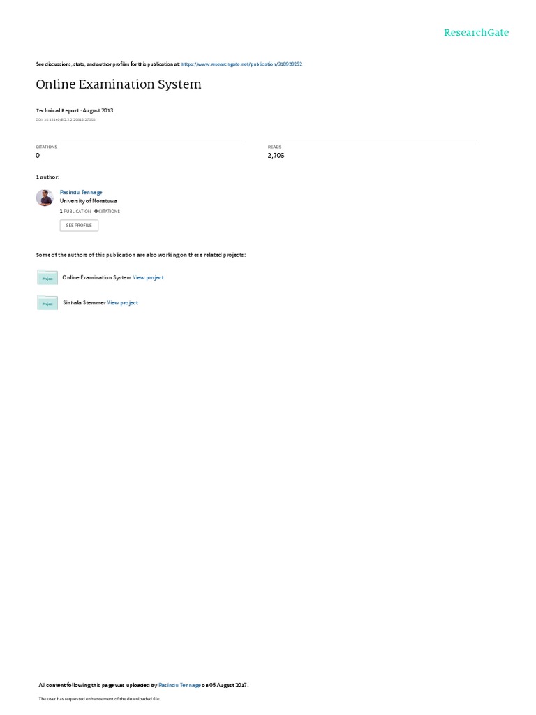 Online Examination System | PDF | Databases | Password
