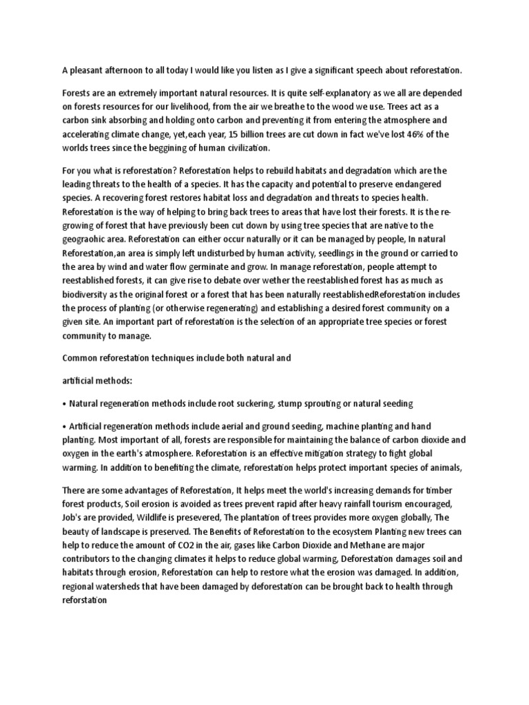 Speech | PDF | Deforestation | Forests