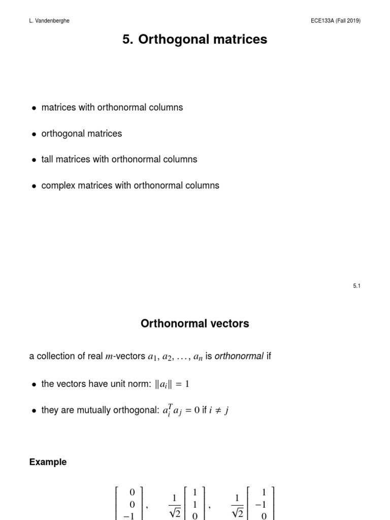 Orthogonal | PDF | Matrix (Mathematics) | Permutation