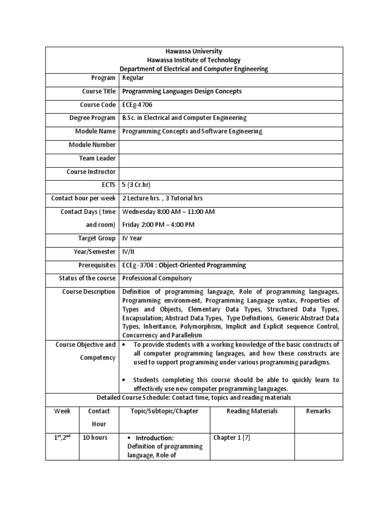 PL Design Concepts Course Guide | PDF | Programming Paradigms | Abstraction (Computer Science)