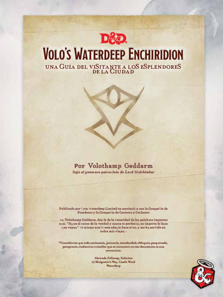 Volo's Waterdeep Enchiridion (Español) PDF | PDF
