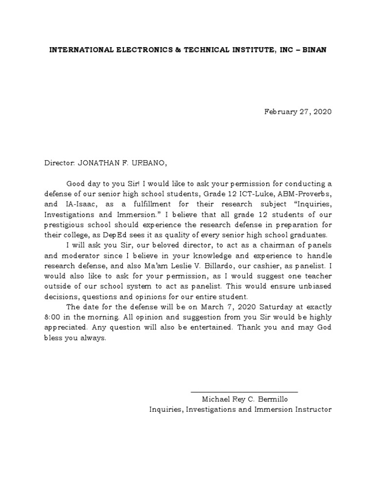 Research Letter For Panelist | PDF