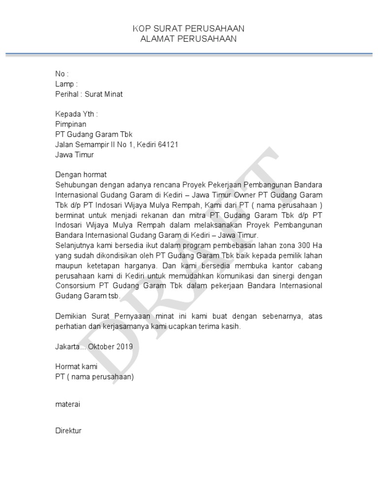 Contoh Surat Minat | PDF