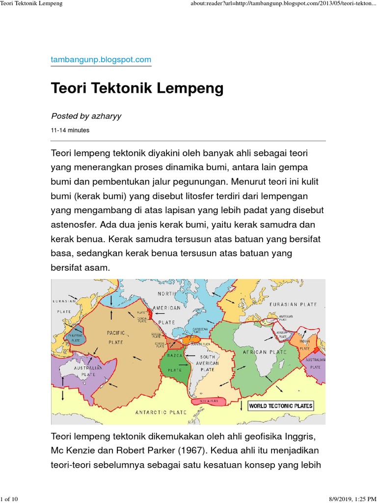 Teori Tektonik Lempeng | PDF