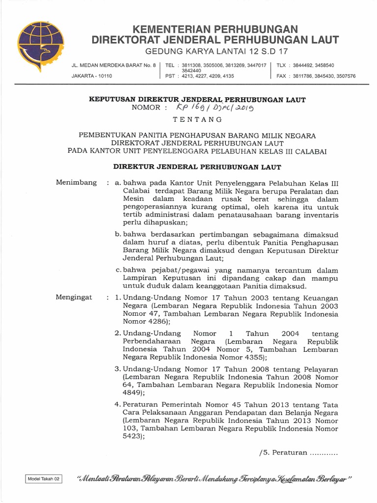 SK Panitia Penghapusan Upp Calabai PDF | PDF