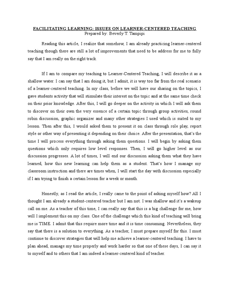 Enhancing Learner-Centered Teaching | PDF | Self-Improvement