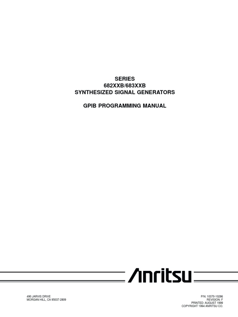 Series 682XXB - 683XXB Synthesized Signal Generators Gpib Programming Manual PDF | PDF