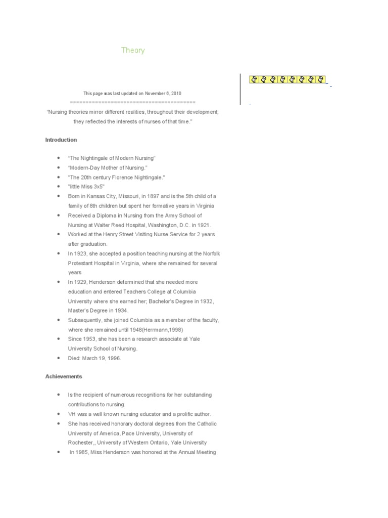 Theories Of Nursing Pdf Nursing Theory