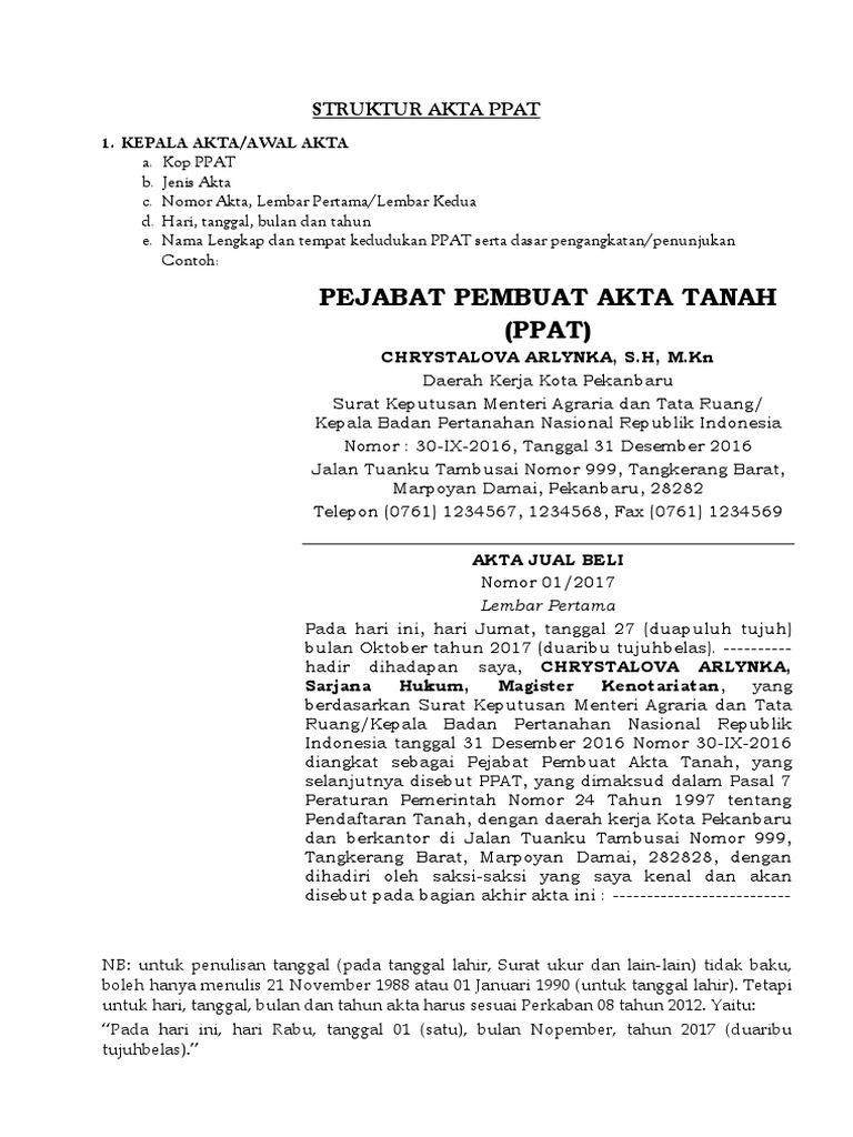 Struktur Akta PPAT PDF | PDF