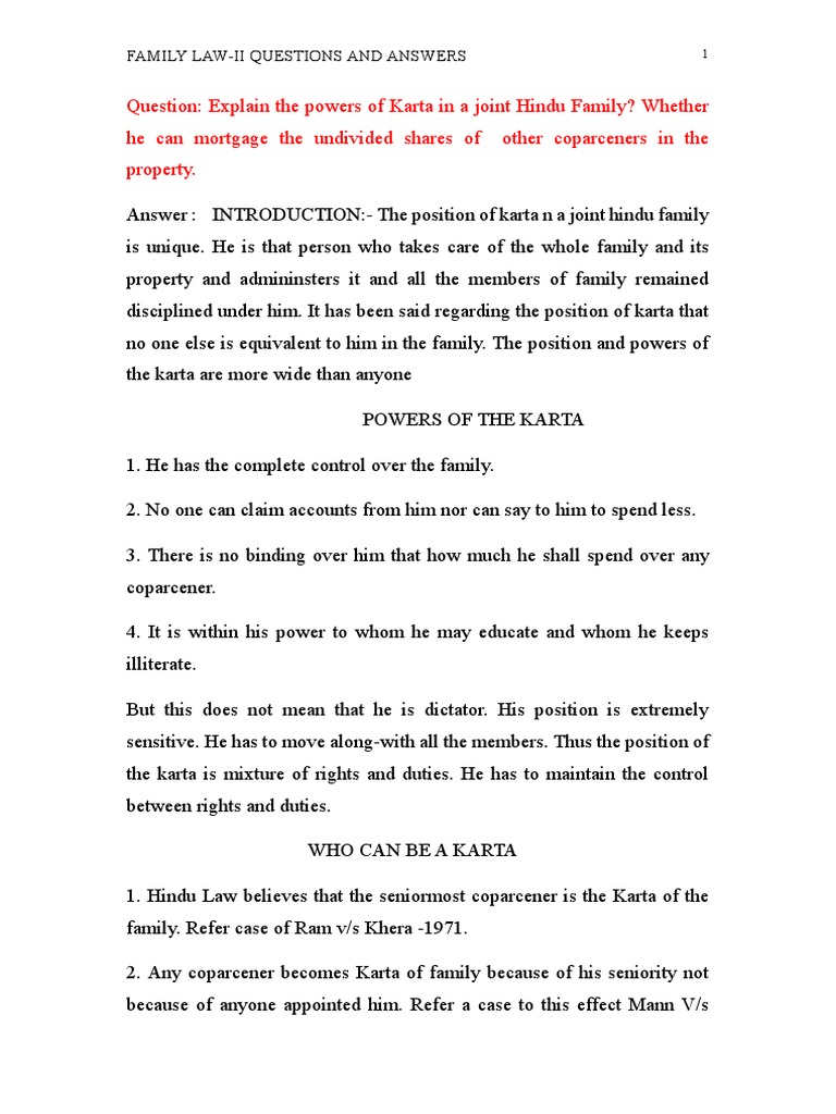 Family Law Question and Answers | PDF