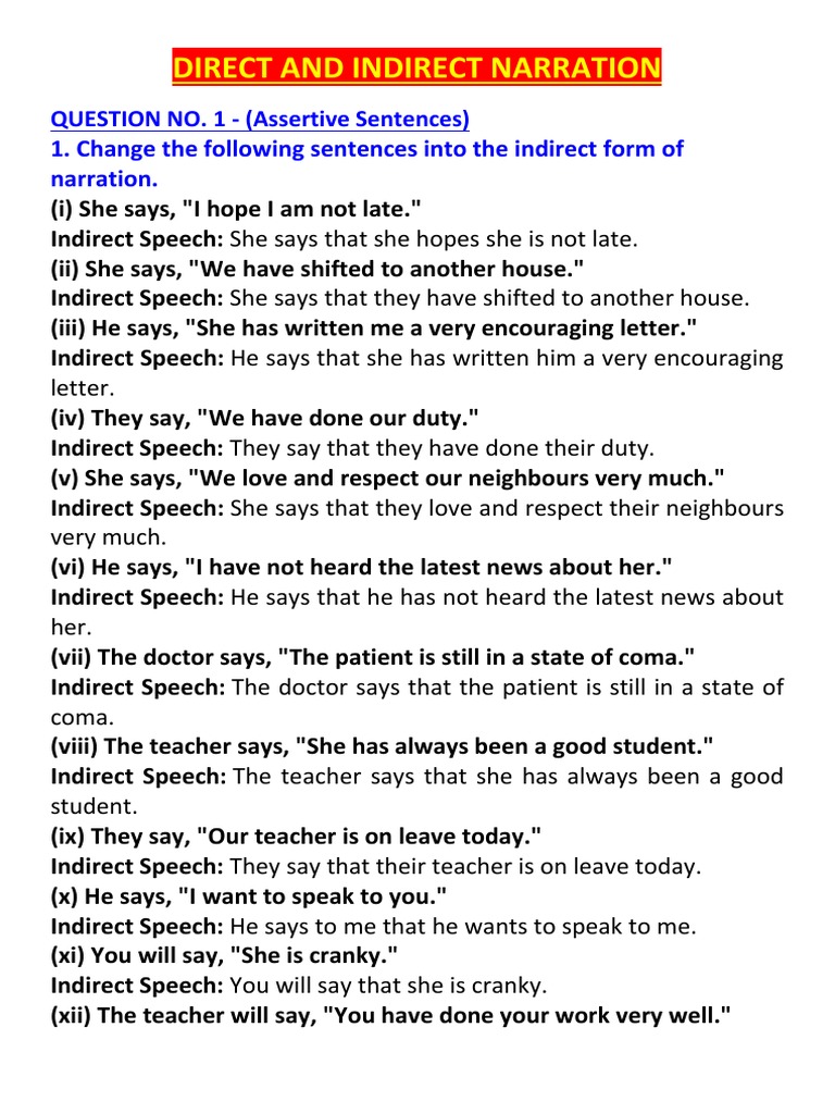 Direct and Indirect Narration | PDF