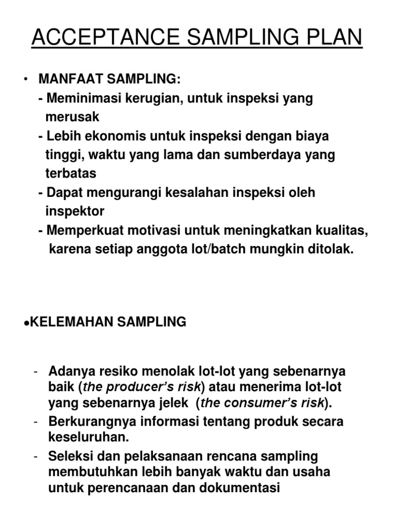 Rencana Sampling Penerimaan: Tipe dan Manfaat | PDF