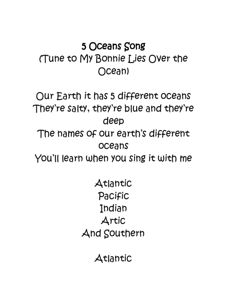 5 Oceans Song | PDF