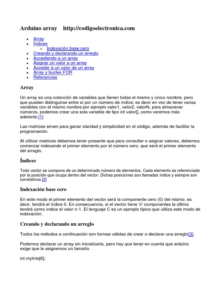 Arrays y Arduino | PDF